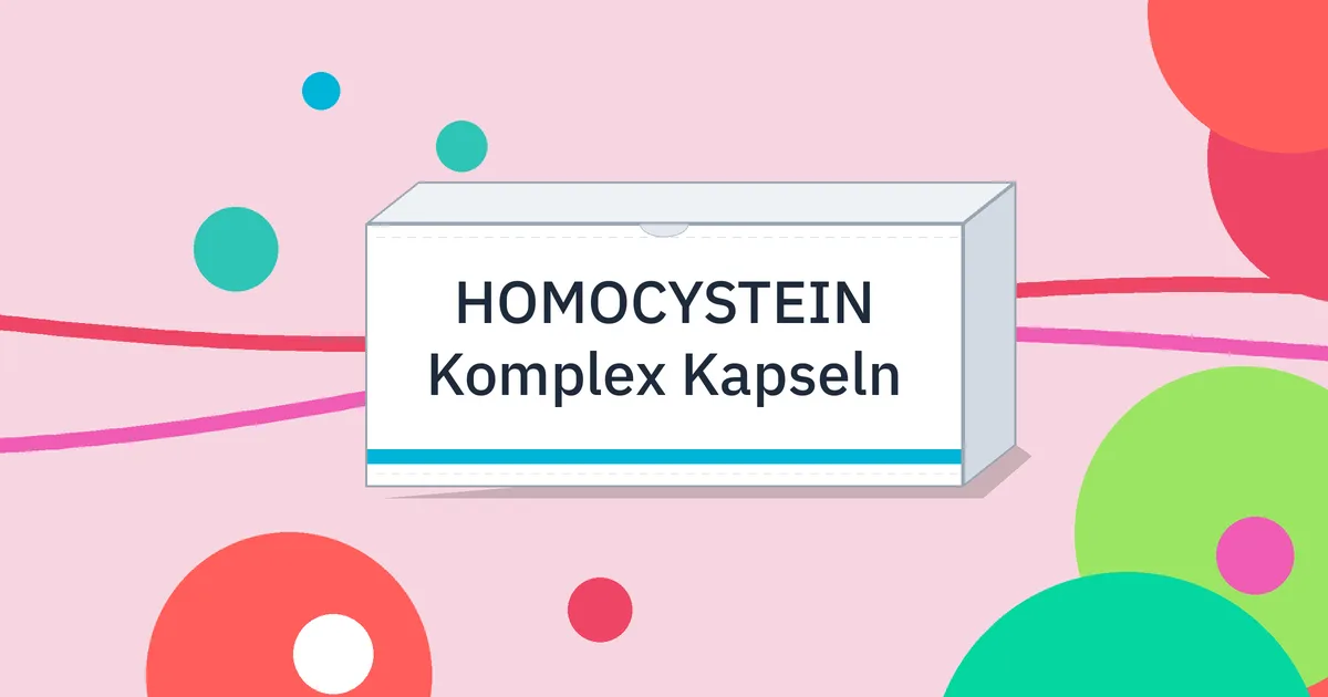 Symbolbild: Packung mit der Aufschrift HOMOCYSTEIN Komplex Kapseln (PZN 19451099) – Verfügbarkeit und Bezug in Apotheken in Frankfurt am Main