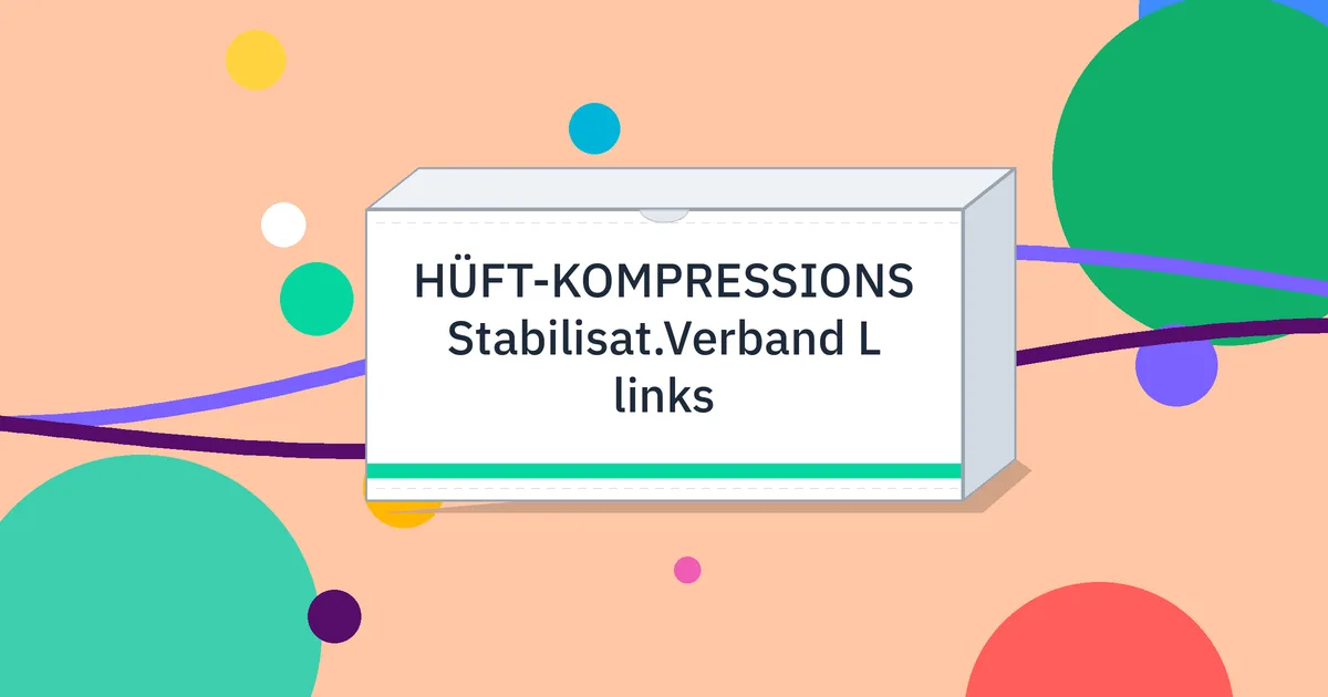 Symbolbild: Packung mit der Aufschrift HÜFT-KOMPRESSIONS Stabilisat.Verband L links (PZN 02909890) – Verfügbarkeit und Bezug in Apotheken in Frankfurt am Main