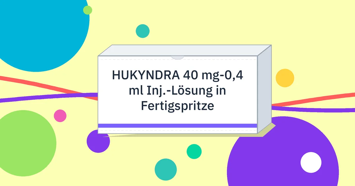 Symbolbild: Packung mit der Aufschrift HUKYNDRA 40 mg-0,4 ml Inj.-Lösung in Fertigspritze (PZN 18798932) – Verfügbarkeit und Bezug in Apotheken in Frankfurt am Main