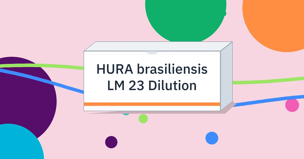 Symbolbild: Packung mit der Aufschrift HURA brasiliensis LM 23 Dilution (PZN 12889869) – Verfügbarkeit und Bezug in Apotheken in Frankfurt am Main