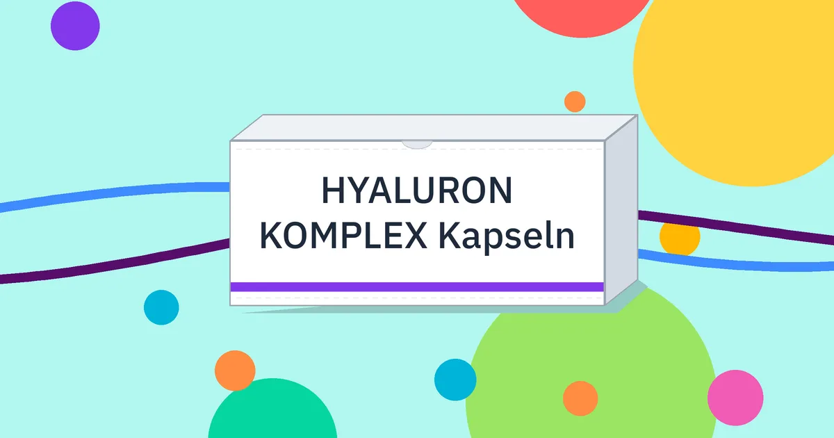 Symbolbild: Packung mit der Aufschrift HYALURON KOMPLEX Kapseln (PZN 10996325) – Verfügbarkeit und Bezug in Apotheken in Frankfurt am Main