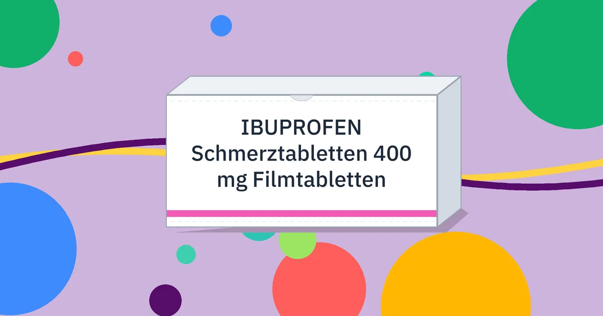 Symbolbild: Packung mit der Aufschrift IBUPROFEN Schmerztabletten 400 mg Filmtabletten (PZN 11162496) – Verfügbarkeit und Bezug in Apotheken in Frankfurt am Main