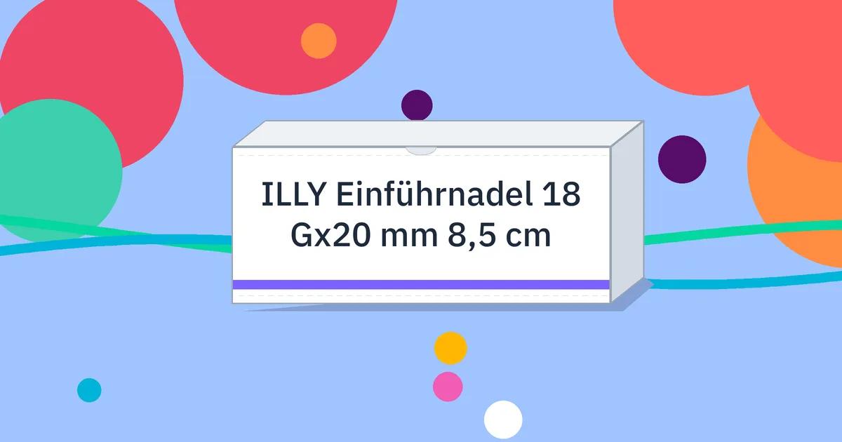 Symbolbild: Packung mit der Aufschrift ILLY Einführnadel 18 Gx20 mm 8,5 cm (PZN 16921268) – Verfügbarkeit und Bezug in Apotheken in Frankfurt am Main