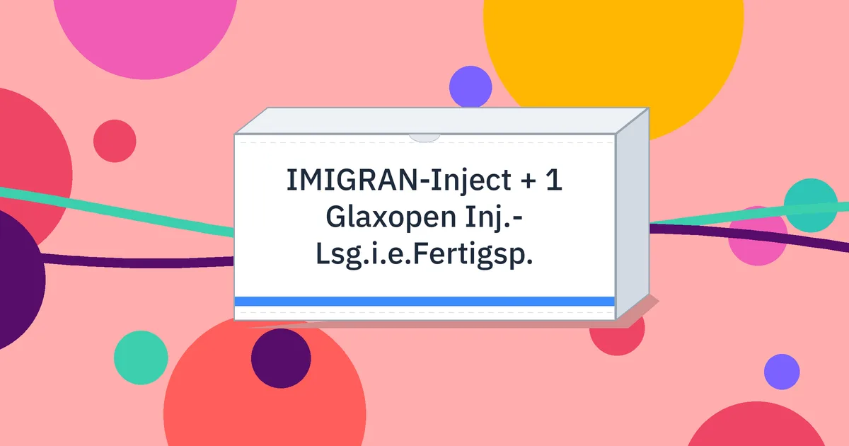 Symbolbild: Packung mit der Aufschrift IMIGRAN-Inject + 1 Glaxopen Inj.-Lsg.i.e.Fertigsp. (PZN 04943359) – Verfügbarkeit und Bezug in Apotheken in Frankfurt am Main