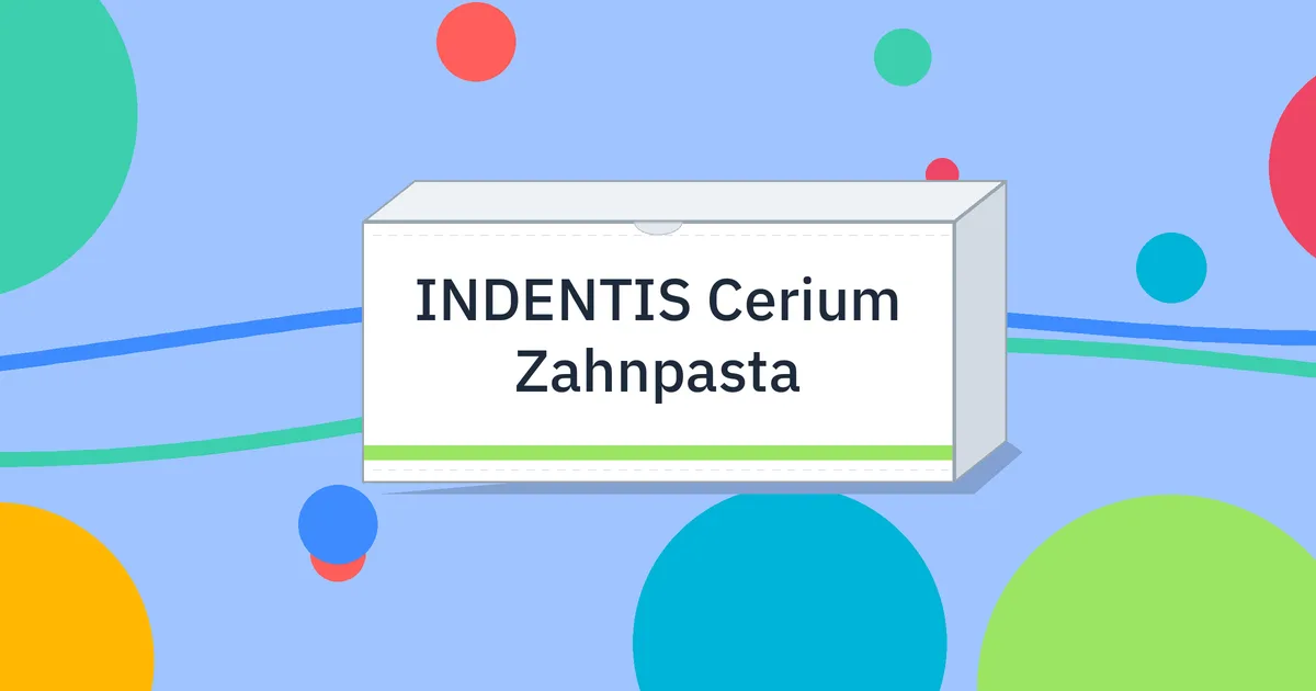 Symbolbild: Packung mit der Aufschrift INDENTIS Cerium Zahnpasta (PZN 20187420) – Verfügbarkeit und Bezug in Apotheken in Frankfurt am Main