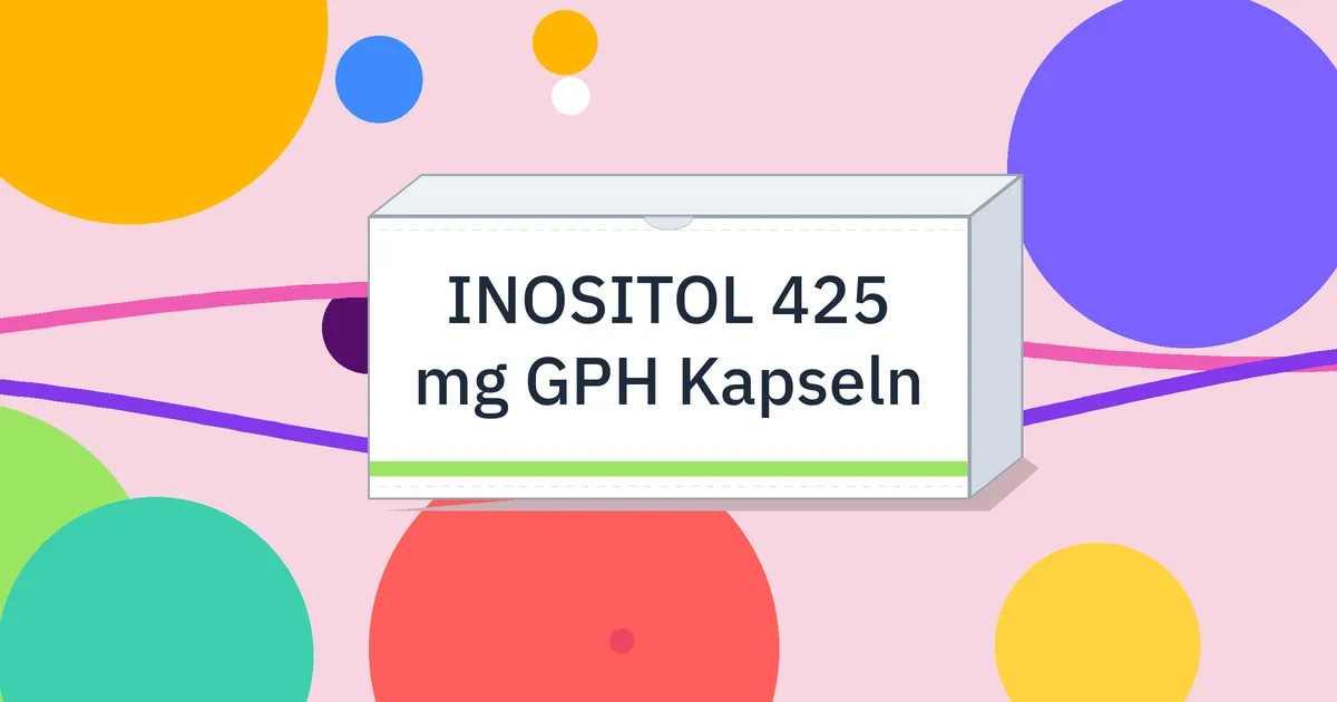 Symbolbild: Packung mit der Aufschrift INOSITOL 425 mg GPH Kapseln (PZN 07603345) – Verfügbarkeit und Bezug in Apotheken in Frankfurt am Main