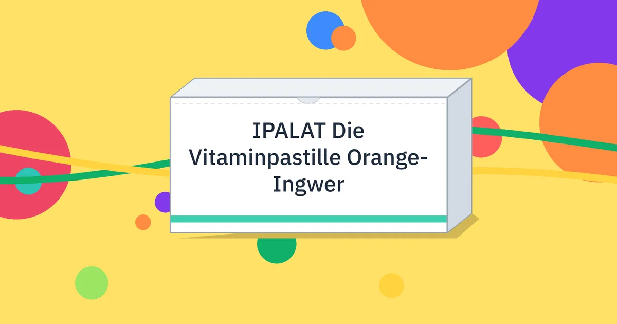 Symbolbild: Packung mit der Aufschrift IPALAT Die Vitaminpastille Orange-Ingwer (PZN 19900226) – Verfügbarkeit und Bezug in Apotheken in Frankfurt am Main