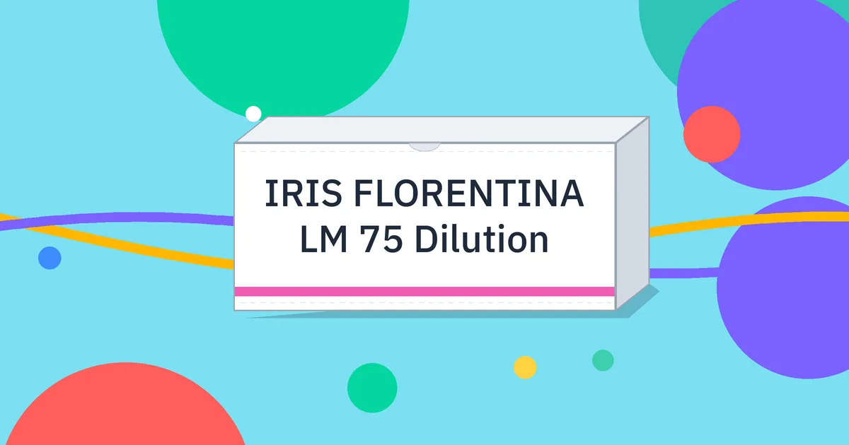 Symbolbild: Packung mit der Aufschrift IRIS FLORENTINA LM 75 Dilution (PZN 13561183) – Verfügbarkeit und Bezug in Apotheken in Frankfurt am Main