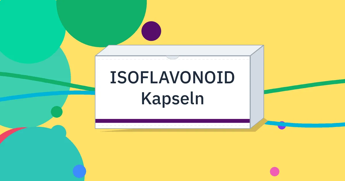 Symbolbild: Packung mit der Aufschrift ISOFLAVONOID Kapseln (PZN 18909024) – Verfügbarkeit und Bezug in Apotheken in Frankfurt am Main