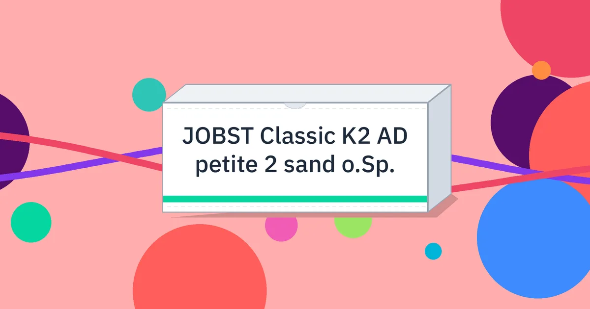 Symbolbild: Packung mit der Aufschrift JOBST Classic K2 AD petite 2 sand o.Sp. (PZN 10726301) – Verfügbarkeit und Bezug in Apotheken in Frankfurt am Main