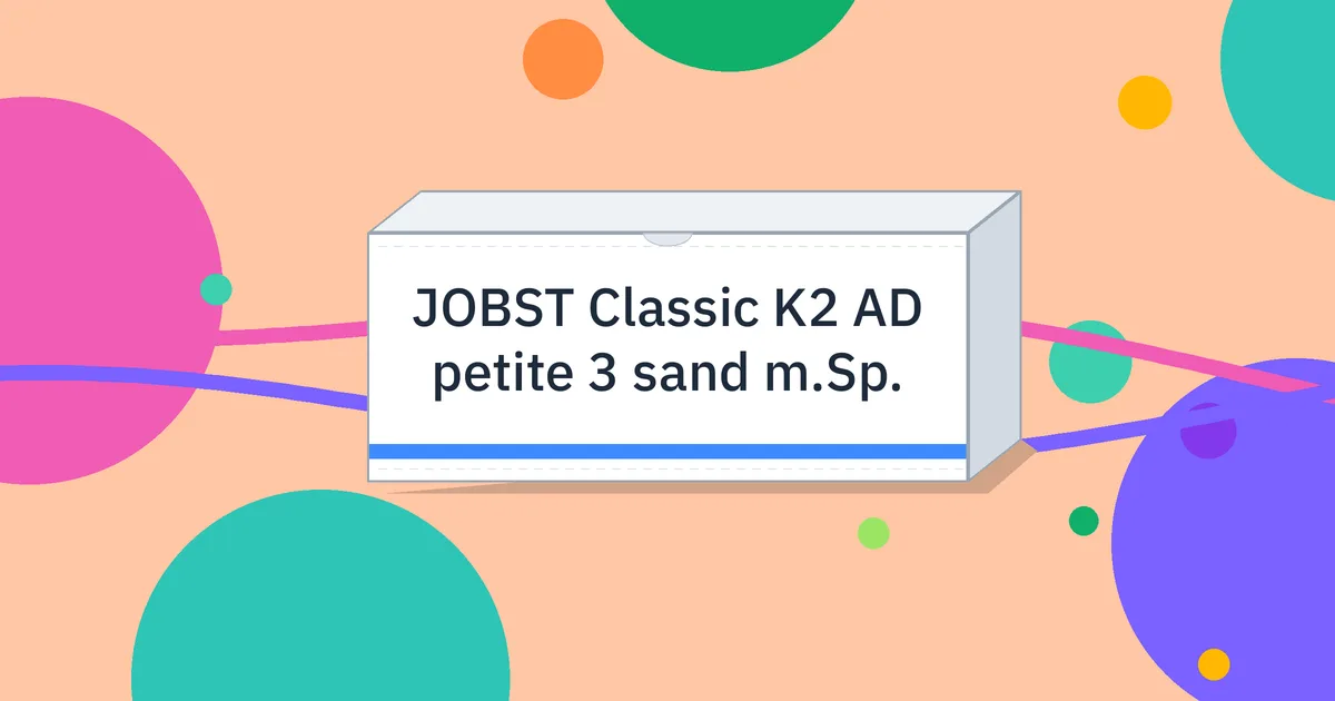 Symbolbild: Packung mit der Aufschrift JOBST Classic K2 AD petite 3 sand m.Sp. (PZN 11269521) – Verfügbarkeit und Bezug in Apotheken in Frankfurt am Main
