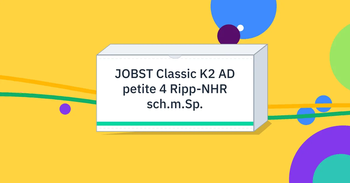 Symbolbild: Packung mit der Aufschrift JOBST Classic K2 AD petite 4 Ripp-NHR sch.m.Sp. (PZN 13061049) – Verfügbarkeit und Bezug in Apotheken in Frankfurt am Main