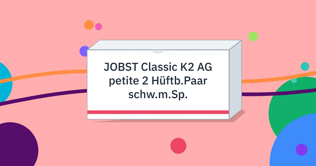 Symbolbild: Packung mit der Aufschrift JOBST Classic K2 AG petite 2 Hüftb.Paar schw.m.Sp. (PZN 13064929) – Verfügbarkeit und Bezug in Apotheken in Frankfurt am Main
