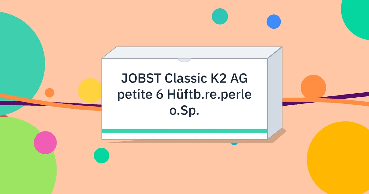 Symbolbild: Packung mit der Aufschrift JOBST Classic K2 AG petite 6 Hüftb.re.perle o.Sp. (PZN 13065691) – Verfügbarkeit und Bezug in Apotheken in Frankfurt am Main