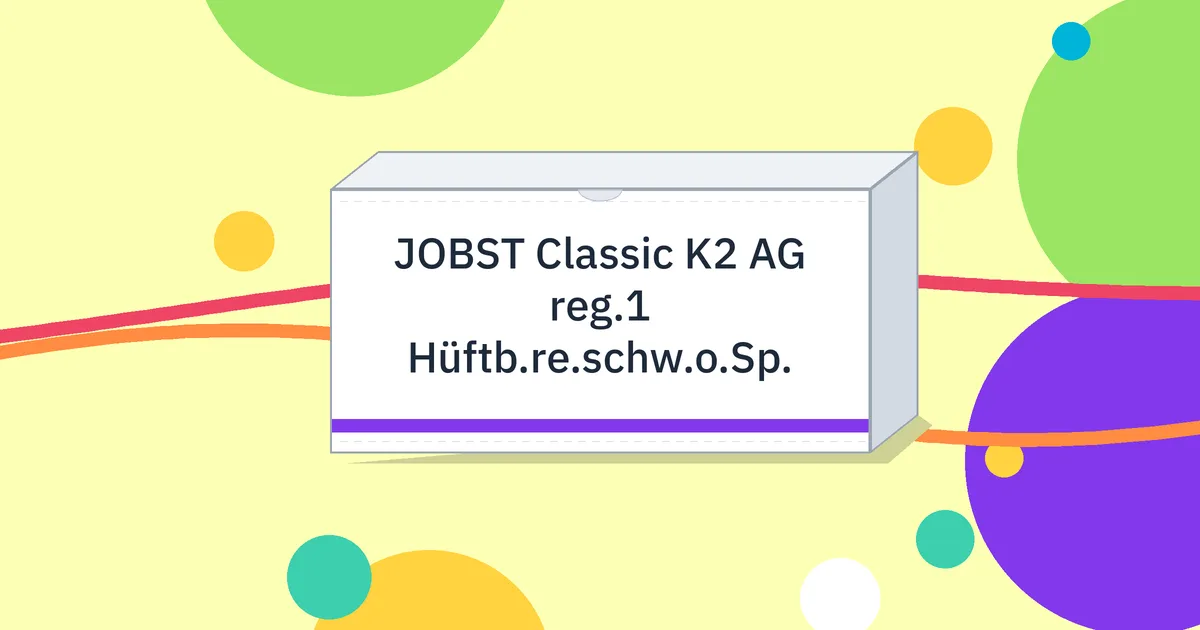 Symbolbild: Packung mit der Aufschrift JOBST Classic K2 AG reg.1 Hüftb.re.schw.o.Sp. (PZN 13067419) – Verfügbarkeit und Bezug in Apotheken in Frankfurt am Main
