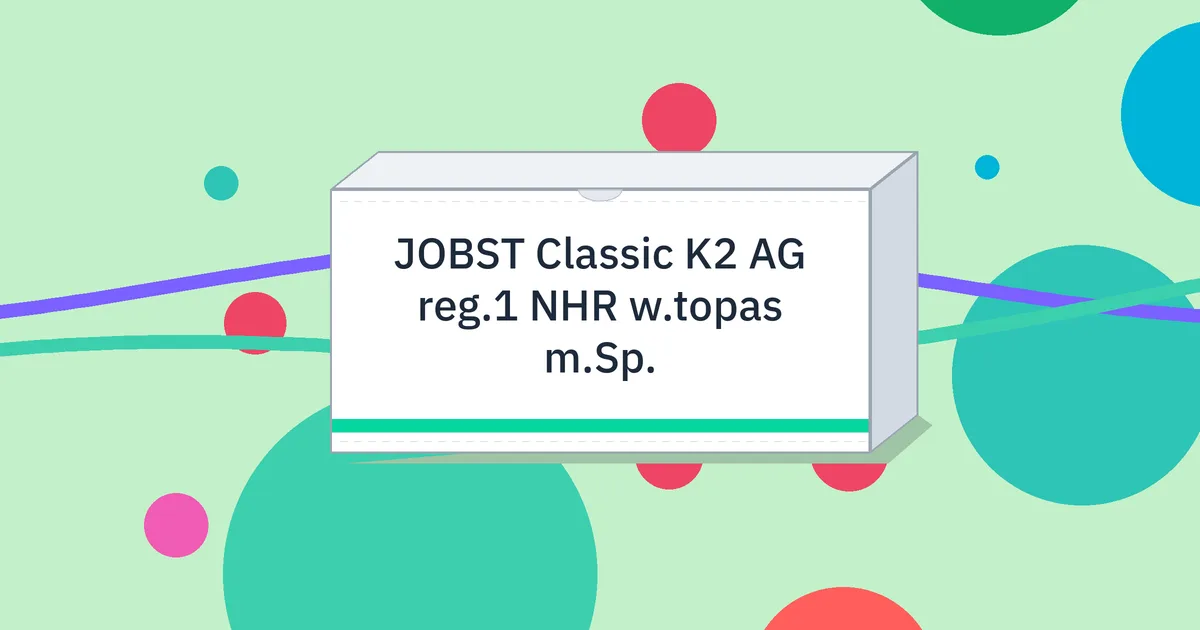 Symbolbild: Packung mit der Aufschrift JOBST Classic K2 AG reg.1 NHR w.topas m.Sp. (PZN 13063692) – Verfügbarkeit und Bezug in Apotheken in Frankfurt am Main