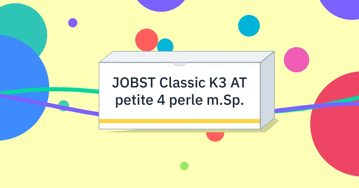 Symbolbild: Packung mit der Aufschrift JOBST Classic K3 AT petite 4 perle m.Sp. (PZN 13077116) – Verfügbarkeit und Bezug in Apotheken in Frankfurt am Main