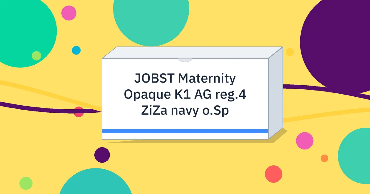 Symbolbild: Packung mit der Aufschrift JOBST Maternity Opaque K1 AG reg.4 ZiZa navy o.Sp (PZN 15859277) – Verfügbarkeit und Bezug in Apotheken in Frankfurt am Main