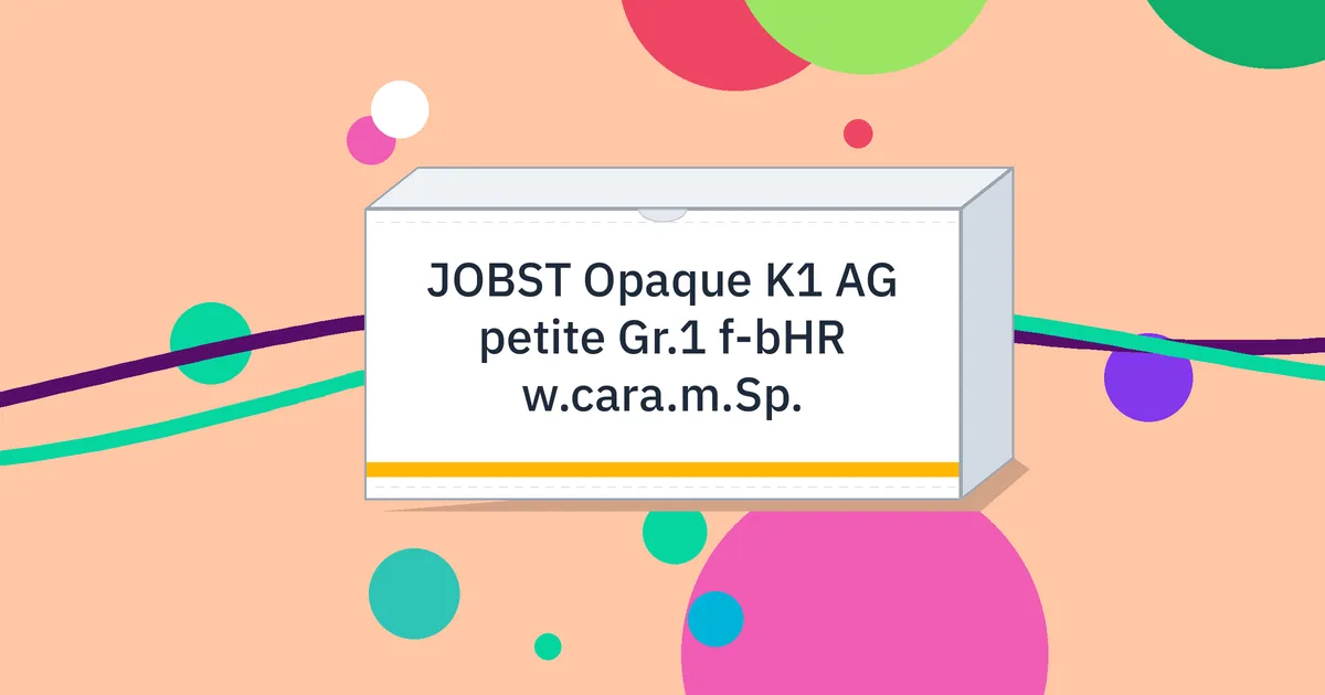 Symbolbild: Packung mit der Aufschrift JOBST Opaque K1 AG petite Gr.1 f-bHR w.cara.m.Sp. (PZN 13083849) – Verfügbarkeit und Bezug in Apotheken in Frankfurt am Main