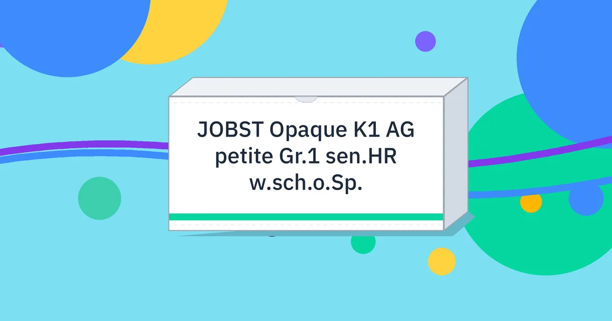 Symbolbild: Packung mit der Aufschrift JOBST Opaque K1 AG petite Gr.1 sen.HR w.sch.o.Sp. (PZN 13089415) – Verfügbarkeit und Bezug in Apotheken in Frankfurt am Main