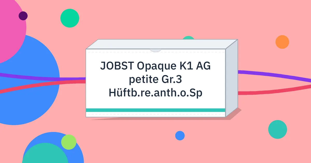 Symbolbild: Packung mit der Aufschrift JOBST Opaque K1 AG petite Gr.3 Hüftb.re.anth.o.Sp (PZN 16272953) – Verfügbarkeit und Bezug in Apotheken in Frankfurt am Main