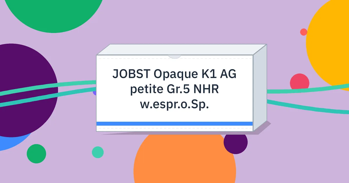 Symbolbild: Packung mit der Aufschrift JOBST Opaque K1 AG petite Gr.5 NHR w.espr.o.Sp. (PZN 16270948) – Verfügbarkeit und Bezug in Apotheken in Frankfurt am Main