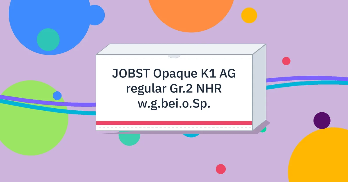 Symbolbild: Packung mit der Aufschrift JOBST Opaque K1 AG regular Gr.2 NHR w.g.bei.o.Sp. (PZN 16265640) – Verfügbarkeit und Bezug in Apotheken in Frankfurt am Main