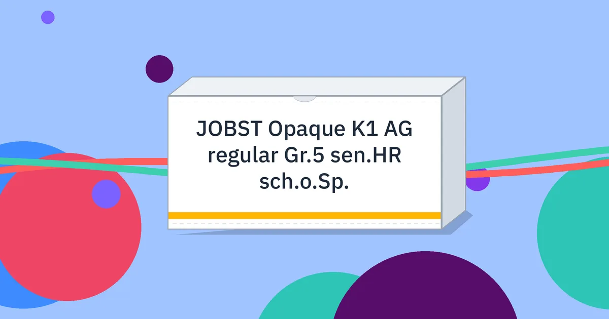 Symbolbild: Packung mit der Aufschrift JOBST Opaque K1 AG regular Gr.5 sen.HR sch.o.Sp. (PZN 13096177) – Verfügbarkeit und Bezug in Apotheken in Frankfurt am Main