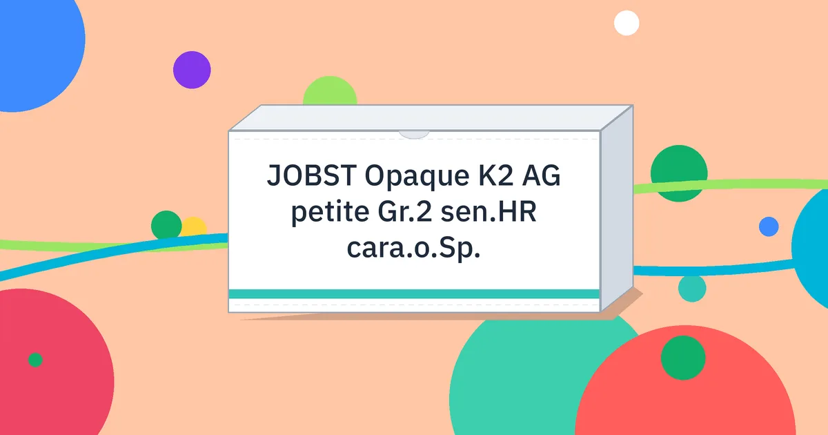 Symbolbild: Packung mit der Aufschrift JOBST Opaque K2 AG petite Gr.2 sen.HR cara.o.Sp. (PZN 12142283) – Verfügbarkeit und Bezug in Apotheken in Frankfurt am Main