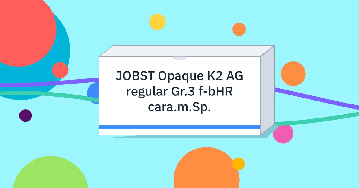 Symbolbild: Packung mit der Aufschrift JOBST Opaque K2 AG regular Gr.3 f-bHR cara.m.Sp. (PZN 10723047) – Verfügbarkeit und Bezug in Apotheken in Frankfurt am Main