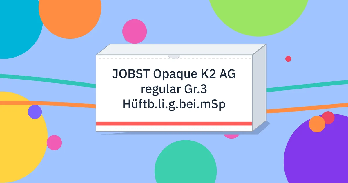 Symbolbild: Packung mit der Aufschrift JOBST Opaque K2 AG regular Gr.3 Hüftb.li.g.bei.mSp (PZN 16286872) – Verfügbarkeit und Bezug in Apotheken in Frankfurt am Main