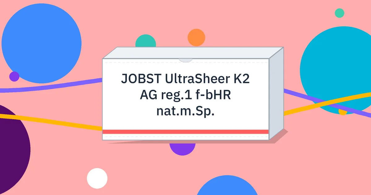 Symbolbild: Packung mit der Aufschrift JOBST UltraSheer K2 AG reg.1 f-bHR nat.m.Sp. (PZN 11259994) – Verfügbarkeit und Bezug in Apotheken in Frankfurt am Main