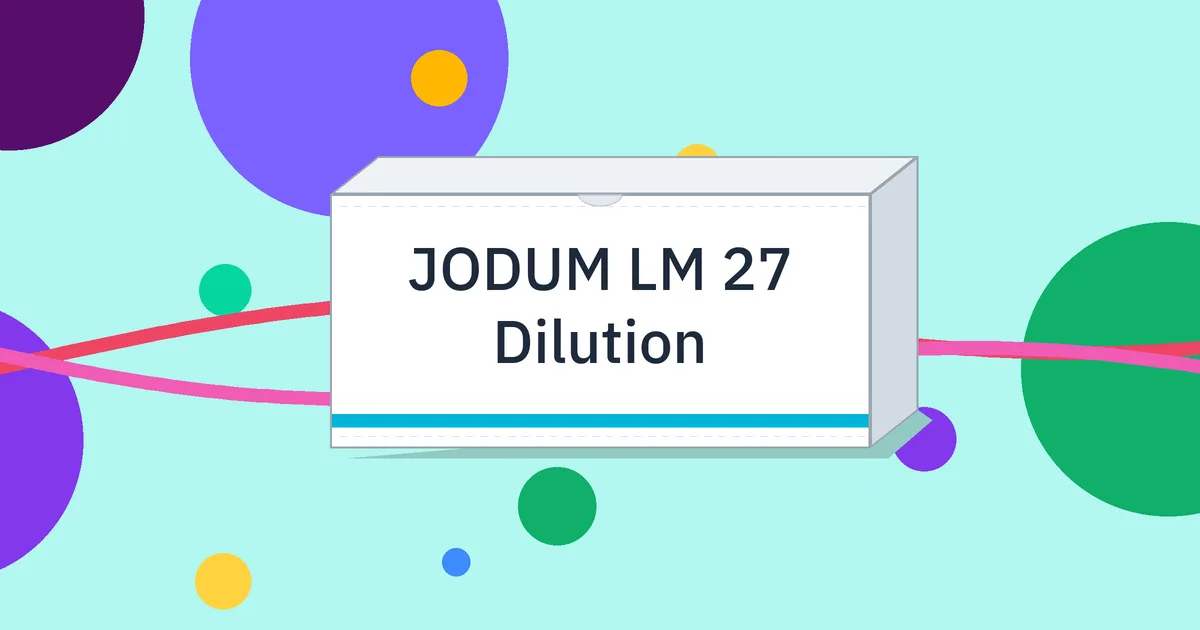 Symbolbild: Packung mit der Aufschrift JODUM LM 27 Dilution (PZN 12915851) – Verfügbarkeit und Bezug in Apotheken in Frankfurt am Main