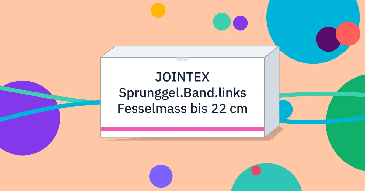 Symbolbild: Packung mit der Aufschrift JOINTEX Sprunggel.Band.links Fesselmass bis 22 cm (PZN 06118547) – Verfügbarkeit und Bezug in Apotheken in Frankfurt am Main