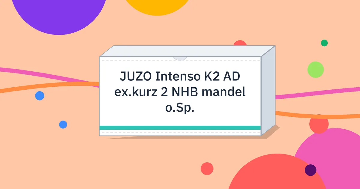 Symbolbild: Packung mit der Aufschrift JUZO Intenso K2 AD ex.kurz 2 NHB mandel o.Sp. (PZN 18622245) – Verfügbarkeit und Bezug in Apotheken in Frankfurt am Main