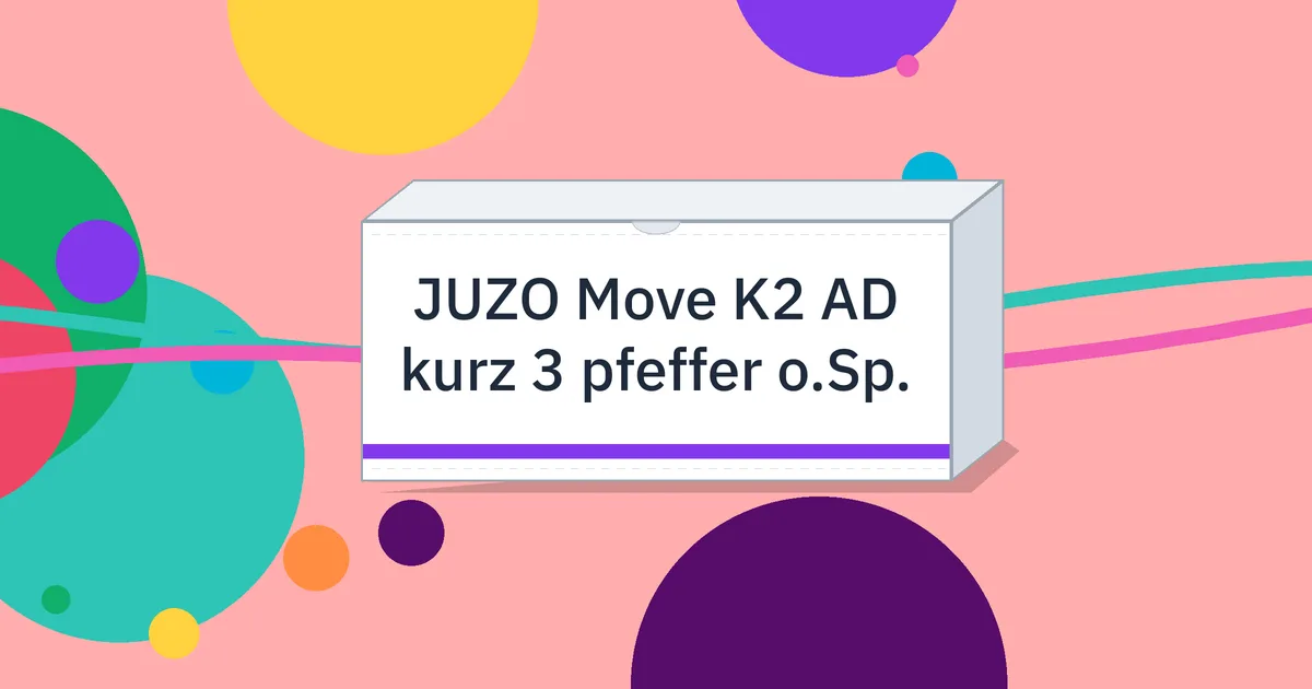 Symbolbild: Packung mit der Aufschrift JUZO Move K2 AD kurz 3 pfeffer o.Sp. (PZN 16342205) – Verfügbarkeit und Bezug in Apotheken in Frankfurt am Main