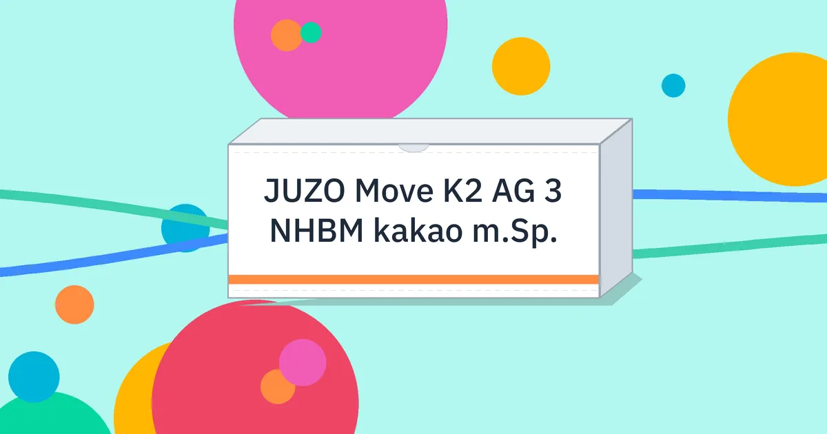 Symbolbild: Packung mit der Aufschrift JUZO Move K2 AG 3 NHBM kakao m.Sp. (PZN 18555046) – Verfügbarkeit und Bezug in Apotheken in Frankfurt am Main