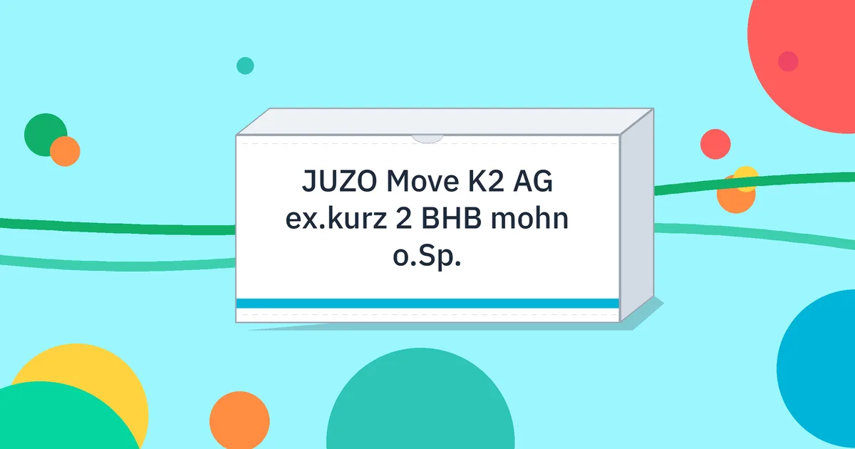 Symbolbild: Packung mit der Aufschrift JUZO Move K2 AG ex.kurz 2 BHB mohn o.Sp. (PZN 18565725) – Verfügbarkeit und Bezug in Apotheken in Frankfurt am Main