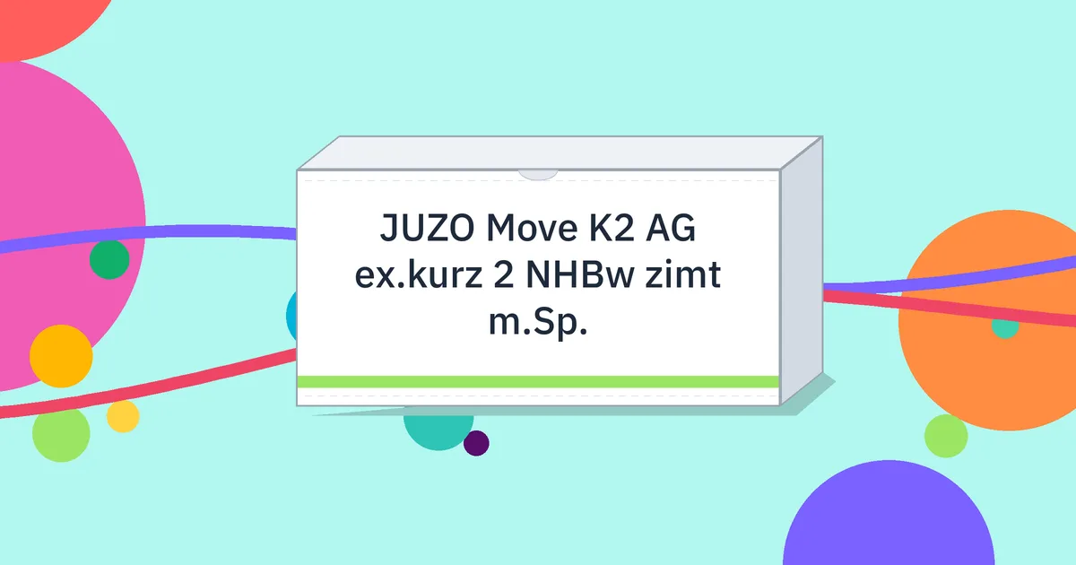 Symbolbild: Packung mit der Aufschrift JUZO Move K2 AG ex.kurz 2 NHBw zimt m.Sp. (PZN 18530980) – Verfügbarkeit und Bezug in Apotheken in Frankfurt am Main
