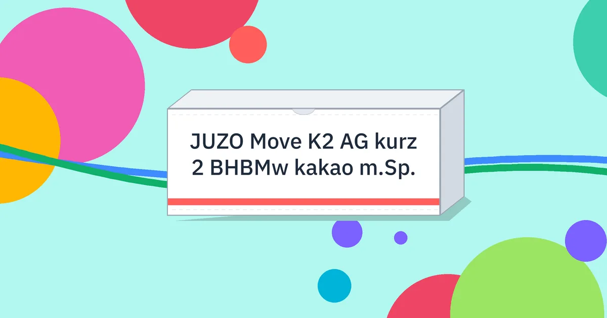 Symbolbild: Packung mit der Aufschrift JUZO Move K2 AG kurz 2 BHBMw kakao m.Sp. (PZN 18560490) – Verfügbarkeit und Bezug in Apotheken in Frankfurt am Main