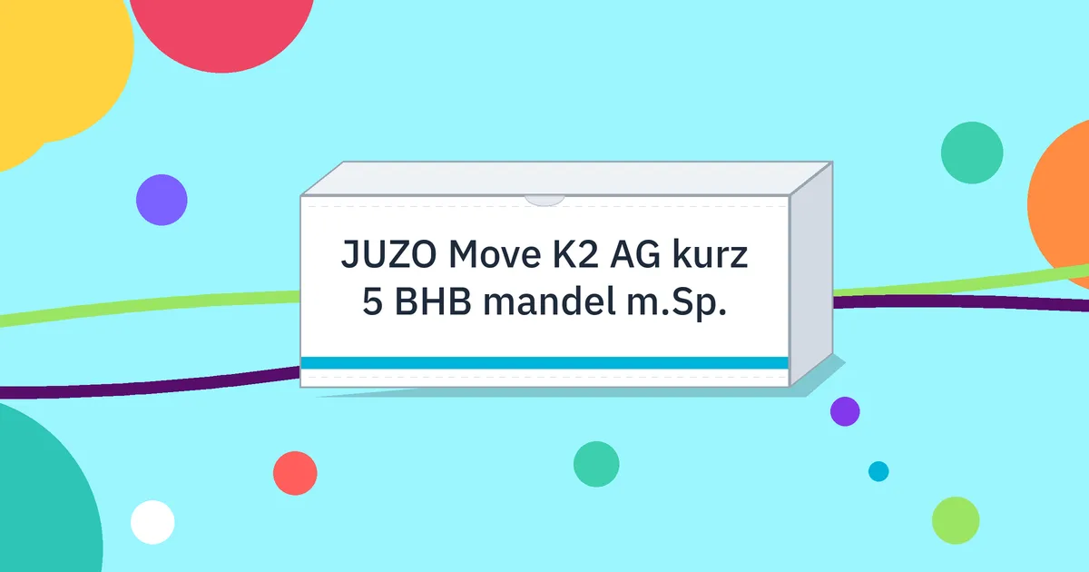 Symbolbild: Packung mit der Aufschrift JUZO Move K2 AG kurz 5 BHB mandel m.Sp. (PZN 16637679) – Verfügbarkeit und Bezug in Apotheken in Frankfurt am Main