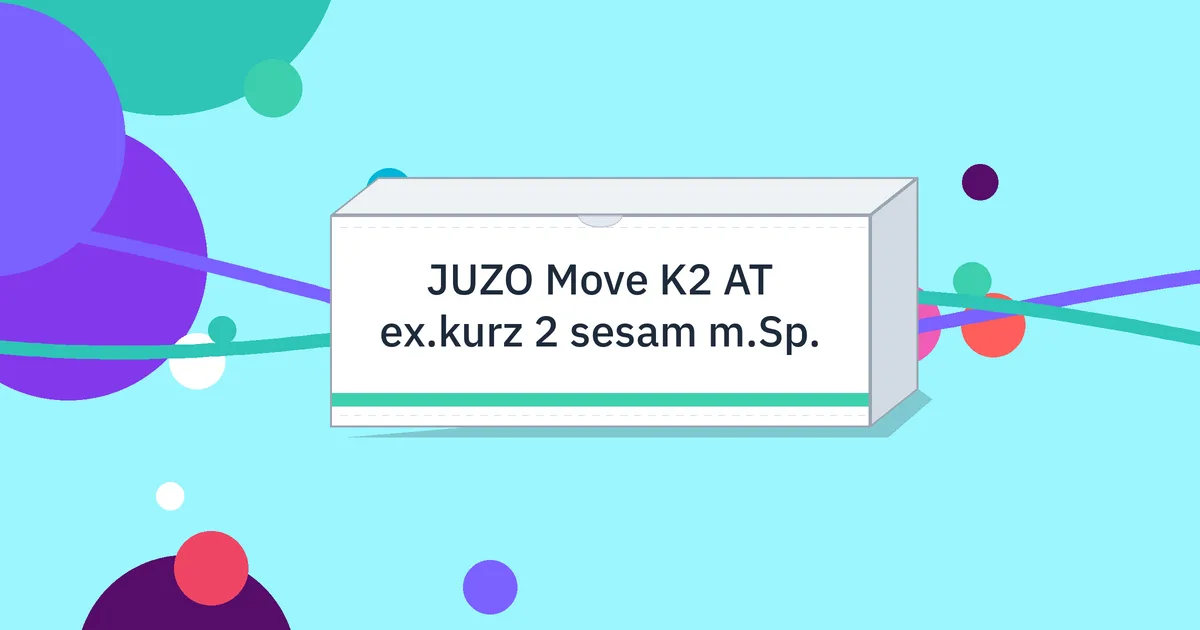 Symbolbild: Packung mit der Aufschrift JUZO Move K2 AT ex.kurz 2 sesam m.Sp. (PZN 20670748) – Verfügbarkeit und Bezug in Apotheken in Frankfurt am Main
