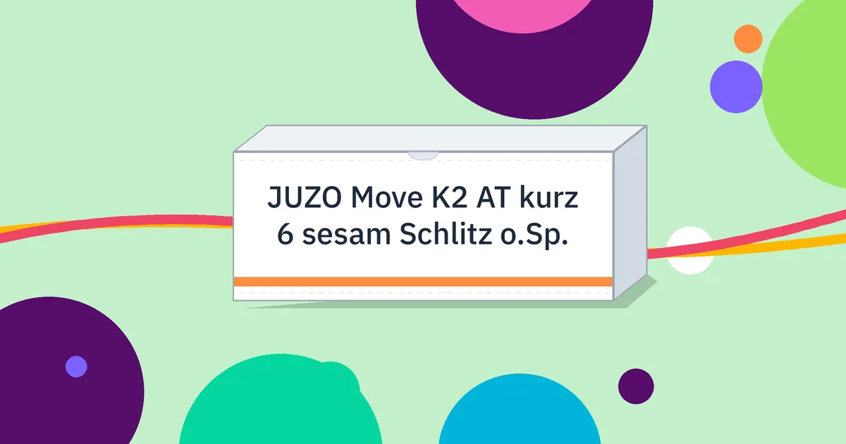 Symbolbild: Packung mit der Aufschrift JUZO Move K2 AT kurz 6 sesam Schlitz o.Sp. (PZN 20676461) – Verfügbarkeit und Bezug in Apotheken in Frankfurt am Main