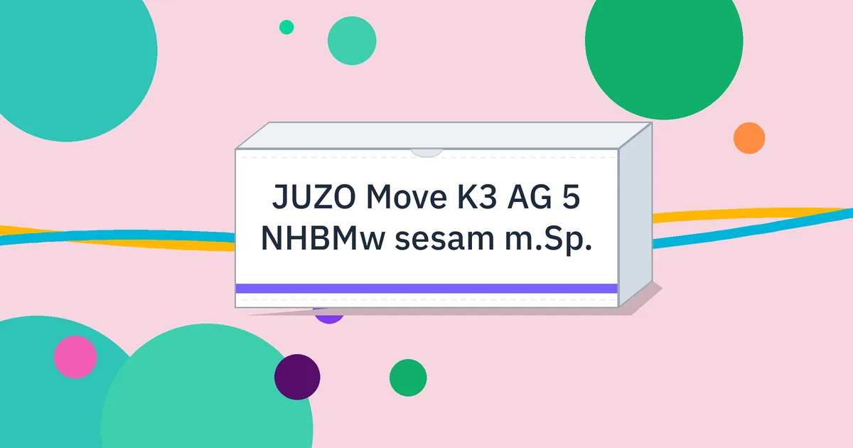 Symbolbild: Packung mit der Aufschrift JUZO Move K3 AG 5 NHBMw sesam m.Sp. (PZN 18575043) – Verfügbarkeit und Bezug in Apotheken in Frankfurt am Main