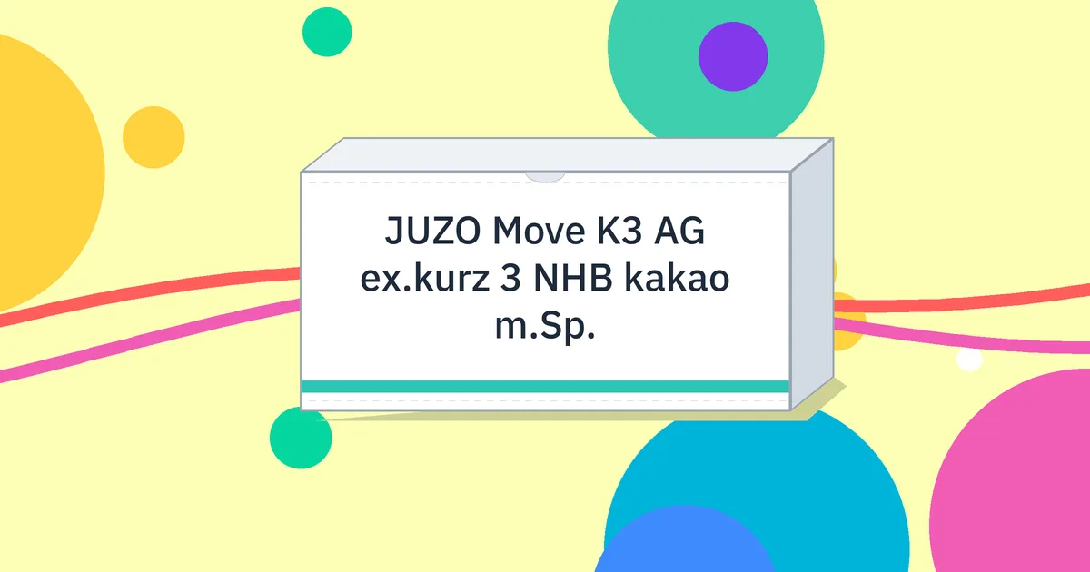 Symbolbild: Packung mit der Aufschrift JUZO Move K3 AG ex.kurz 3 NHB kakao m.Sp. (PZN 18595100) – Verfügbarkeit und Bezug in Apotheken in Frankfurt am Main