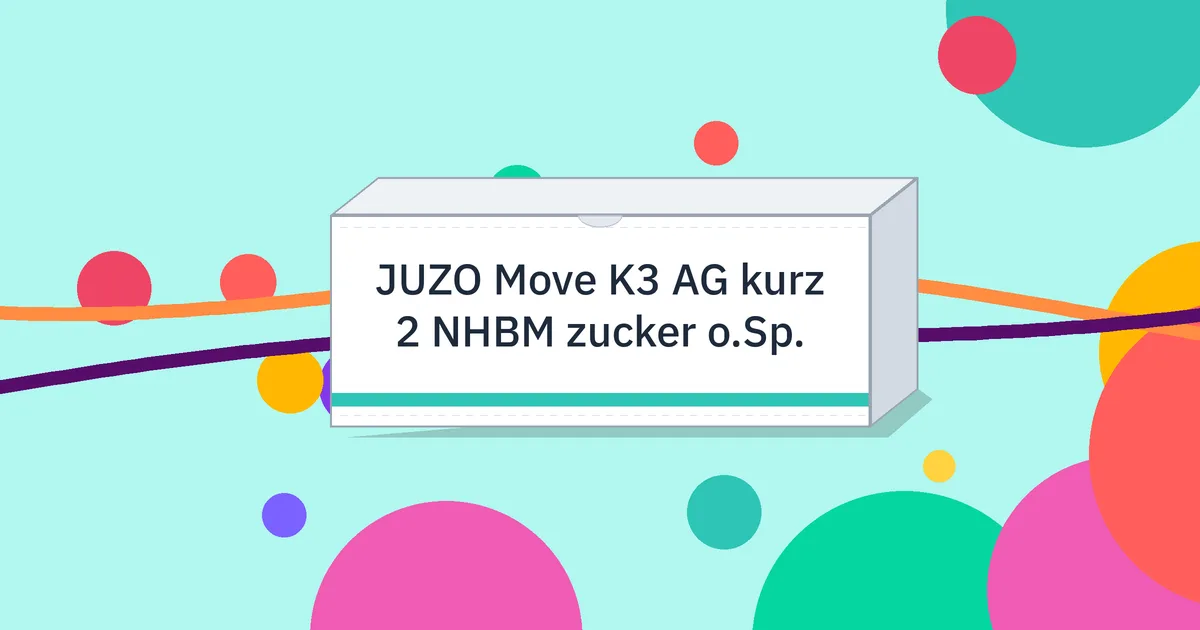 Symbolbild: Packung mit der Aufschrift JUZO Move K3 AG kurz 2 NHBM zucker o.Sp. (PZN 18580593) – Verfügbarkeit und Bezug in Apotheken in Frankfurt am Main