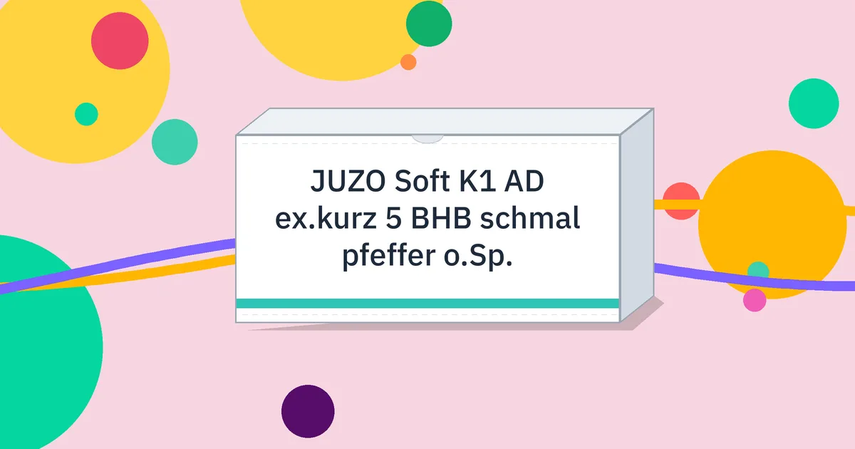 Symbolbild: Packung mit der Aufschrift JUZO Soft K1 AD ex.kurz 5 BHB schmal pfeffer o.Sp. (PZN 15464188) – Verfügbarkeit und Bezug in Apotheken in Frankfurt am Main