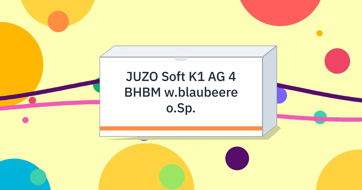 Symbolbild: Packung mit der Aufschrift JUZO Soft K1 AG 4 BHBM w.blaubeere o.Sp. (PZN 14864997) – Verfügbarkeit und Bezug in Apotheken in Frankfurt am Main