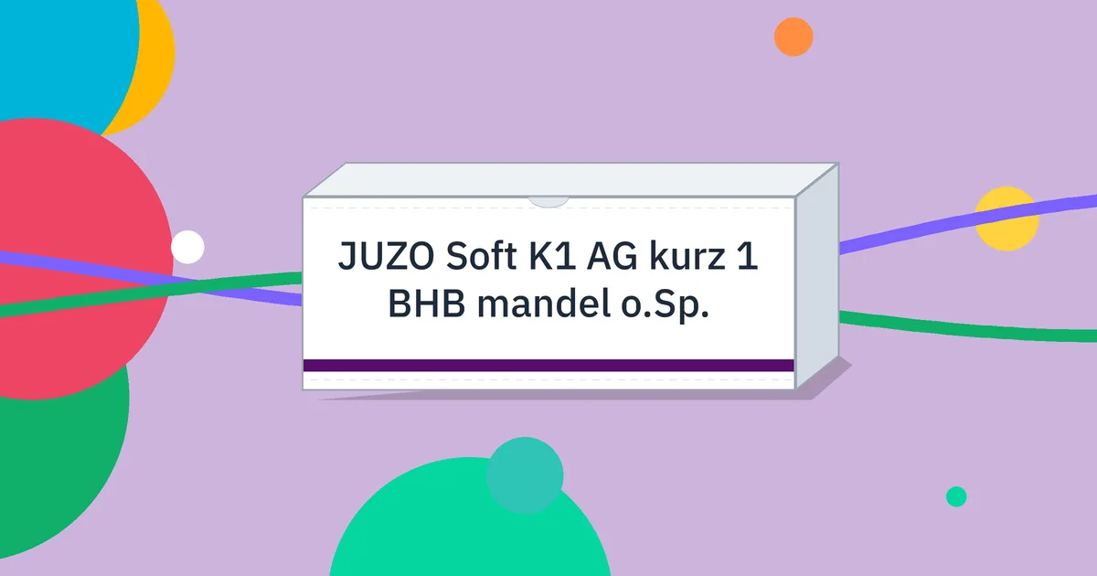 Symbolbild: Packung mit der Aufschrift JUZO Soft K1 AG kurz 1 BHB mandel o.Sp. (PZN 14823018) – Verfügbarkeit und Bezug in Apotheken in Frankfurt am Main