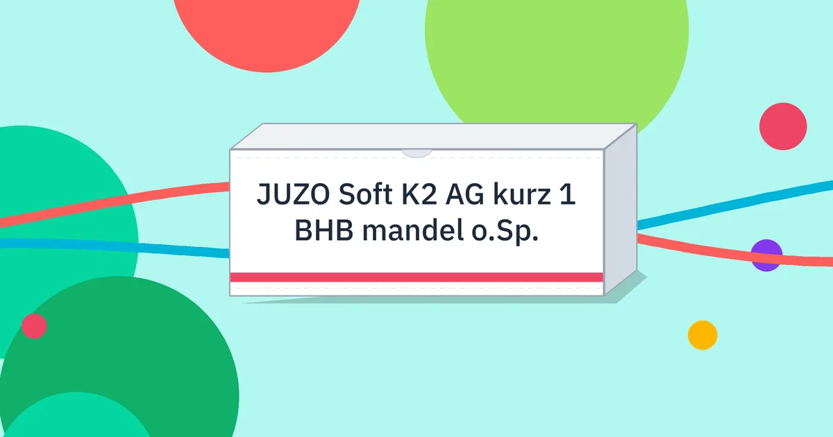 Symbolbild: Packung mit der Aufschrift JUZO Soft K2 AG kurz 1 BHB mandel o.Sp. (PZN 14826985) – Verfügbarkeit und Bezug in Apotheken in Frankfurt am Main